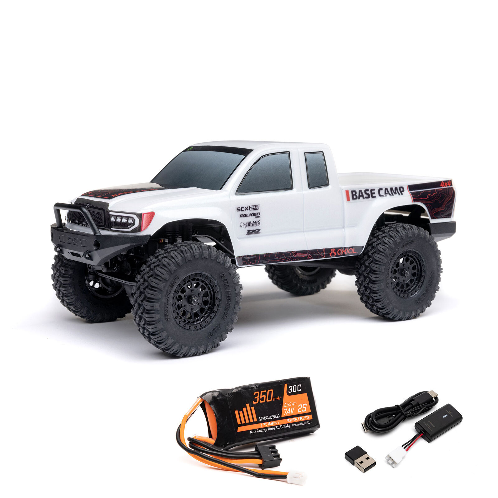1/24 SCX24 Base Camp 4X4 RTR Brushed Rock Crawler (Battery & Charger Included), White | Axial ...