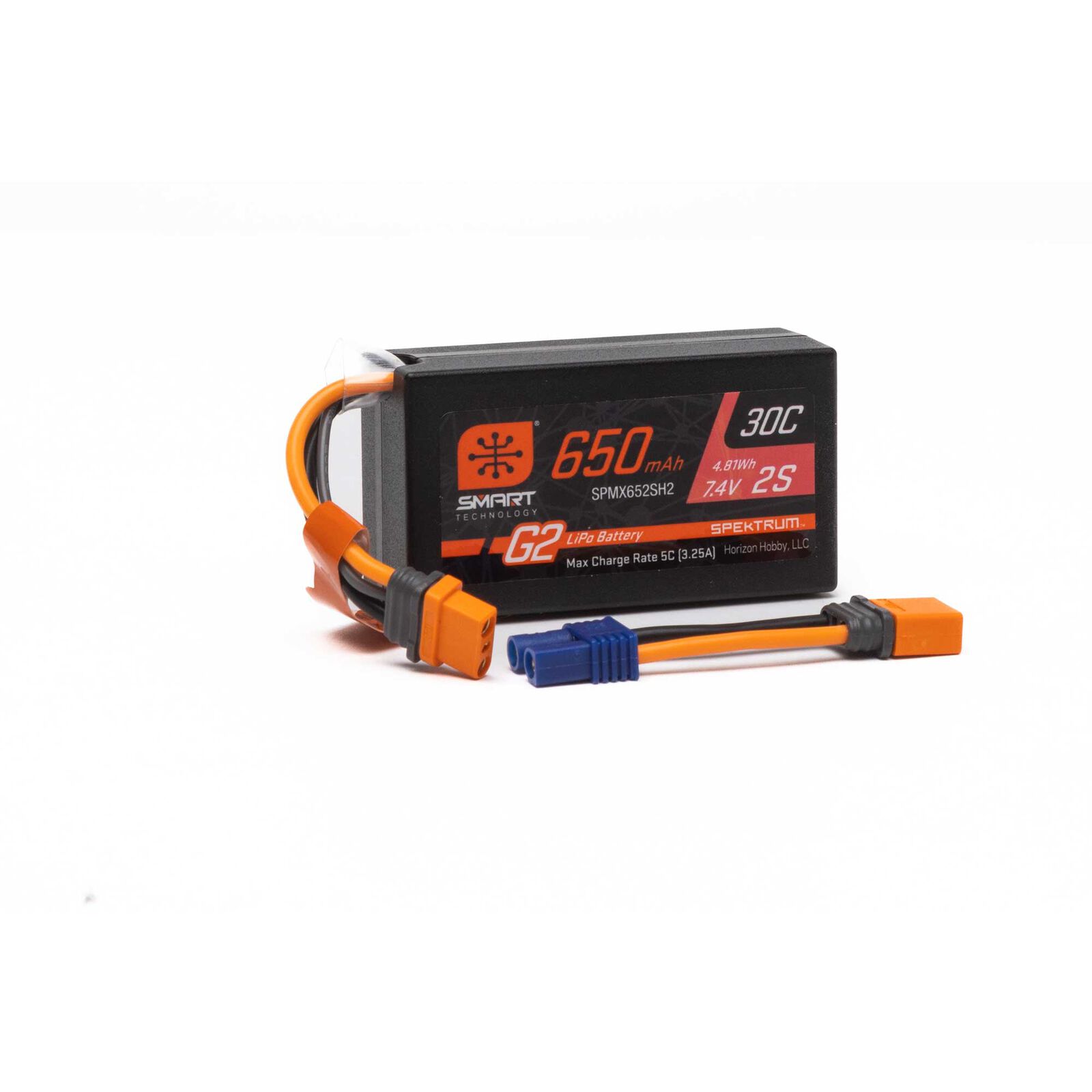 7.4V 650mAh 2S Smart G2 Hardcase 30C LiPo: IC2 | Axial Adventure